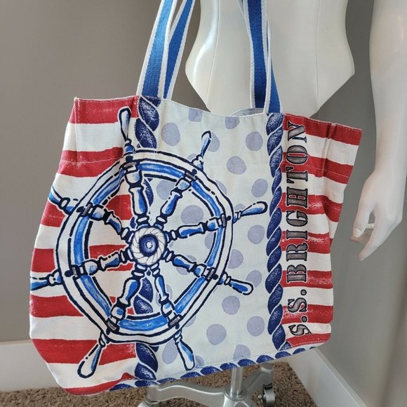 Brighton | Bags | Ss Brighton Cotton Canvas Large Beach Tote Bag Make A ...